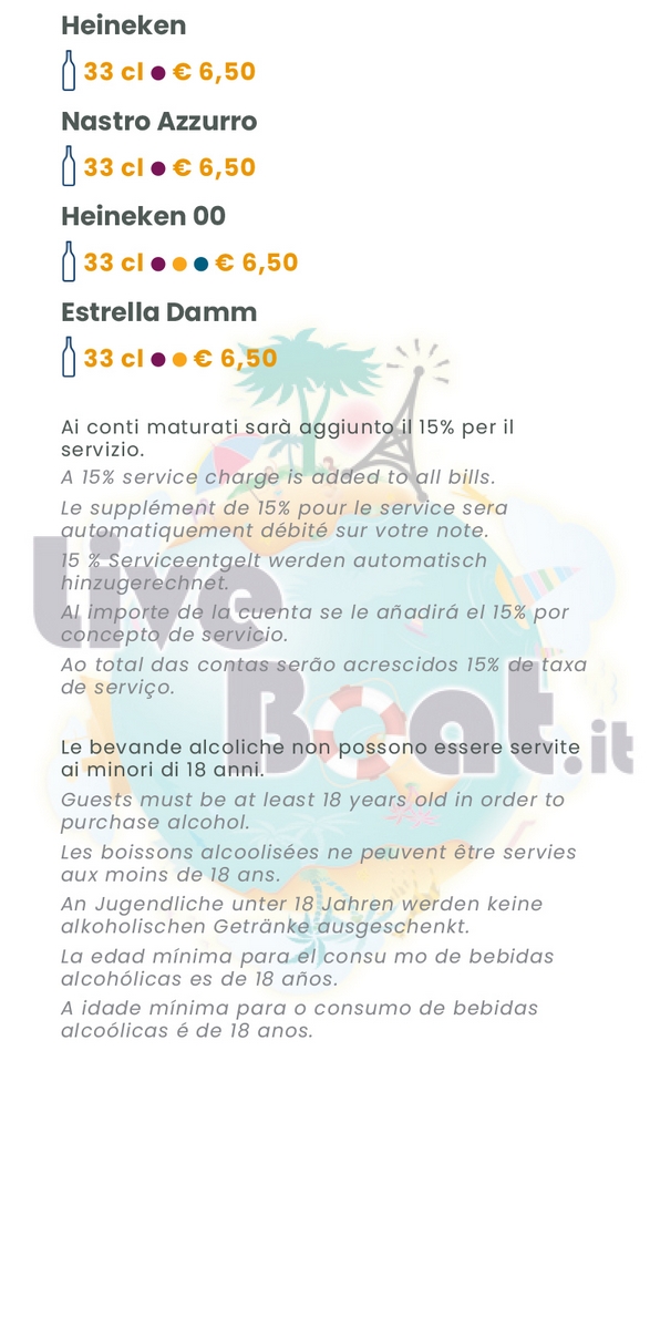COSTA CROCIERE - Listino dei Bar "COCKTAIL & DRINKS" - Liveboat sito ...