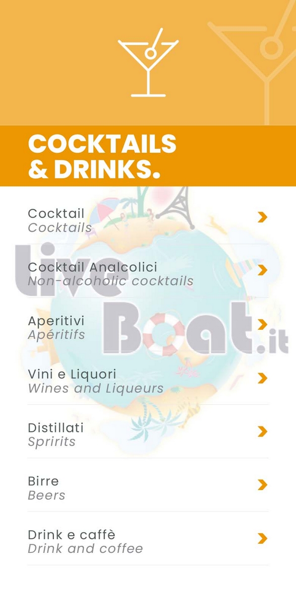 COSTA CROCIERE - Listino dei Bar "COCKTAIL & DRINKS" - Liveboat sito ...