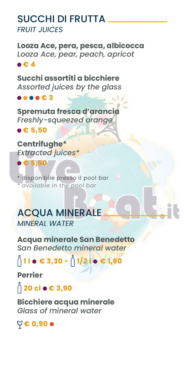 COSTA CROCIERE - Listino dei Bar "COCKTAIL & DRINKS" - Liveboat sito ...