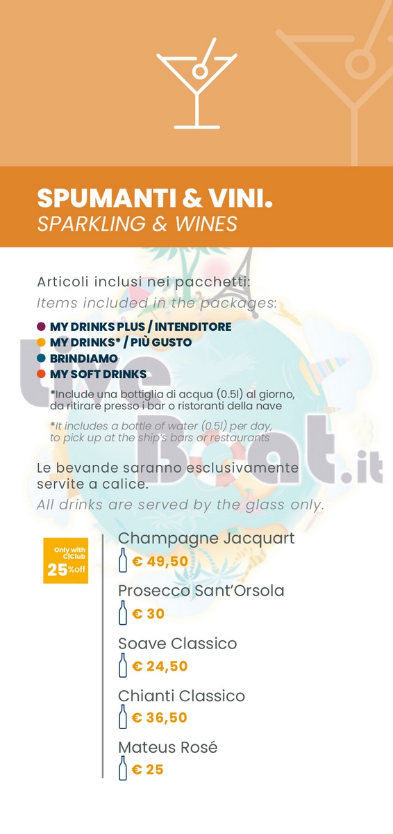 COSTA CROCIERE - Listino Bar Piscine - Liveboat sito,forum e blog crociere