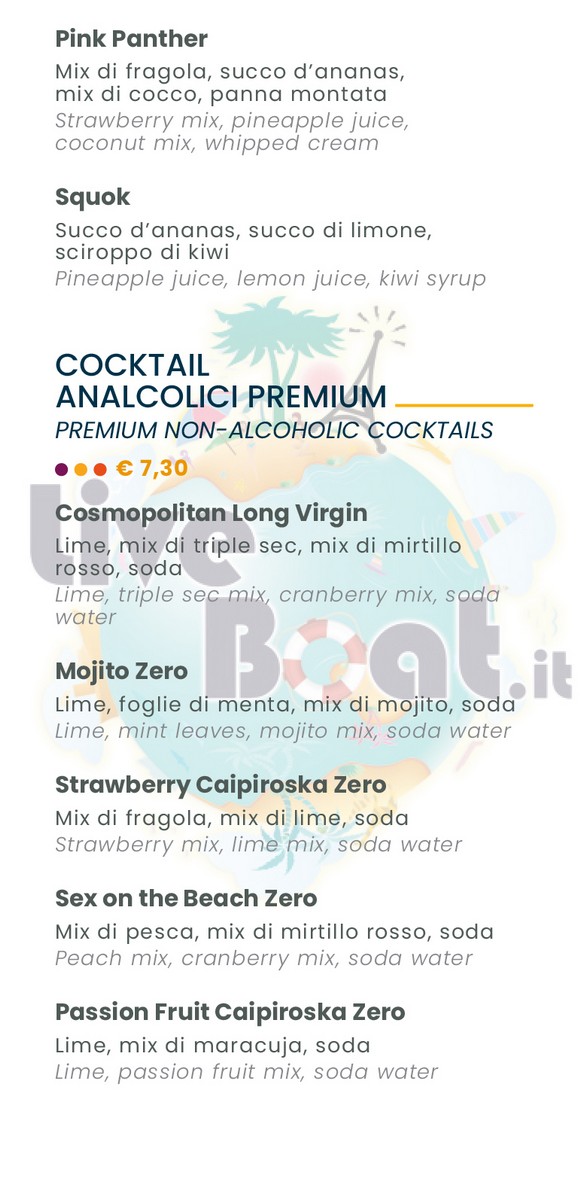 COSTA CROCIERE - Listino dei Bar "COCKTAIL & DRINKS" - Liveboat sito ...