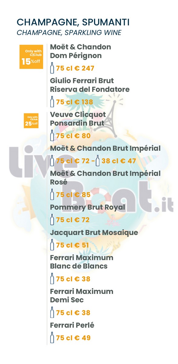 COSTA CROCIERE - Listino dei Bar "COCKTAIL & DRINKS" - Liveboat sito ...