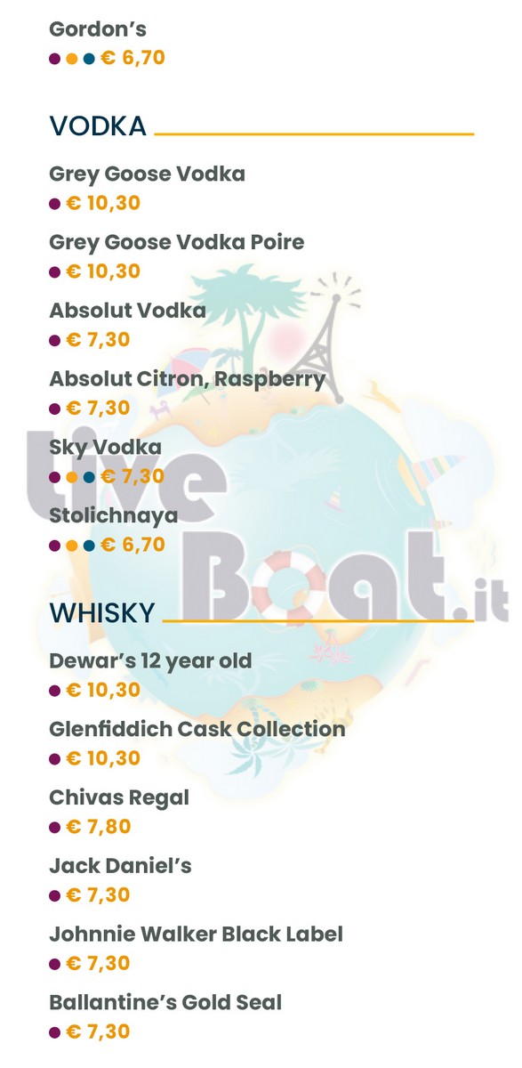 COSTA CROCIERE - Listino dei Bar "COCKTAIL & DRINKS" - Liveboat sito ...
