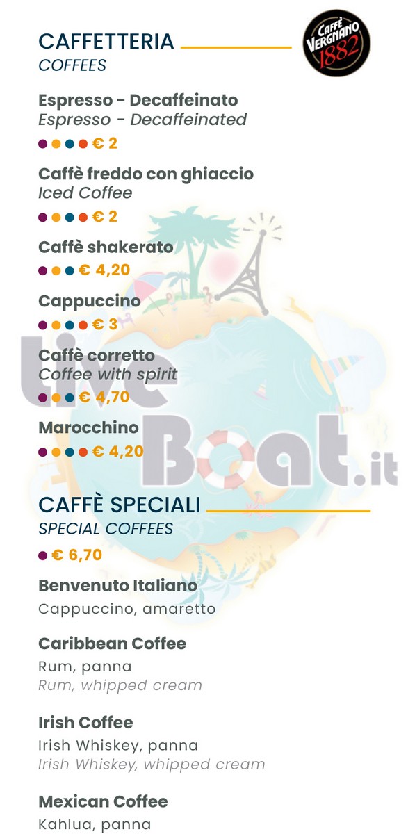 COSTA CROCIERE - Listino dei Bar "COCKTAIL & DRINKS" - Liveboat sito ...