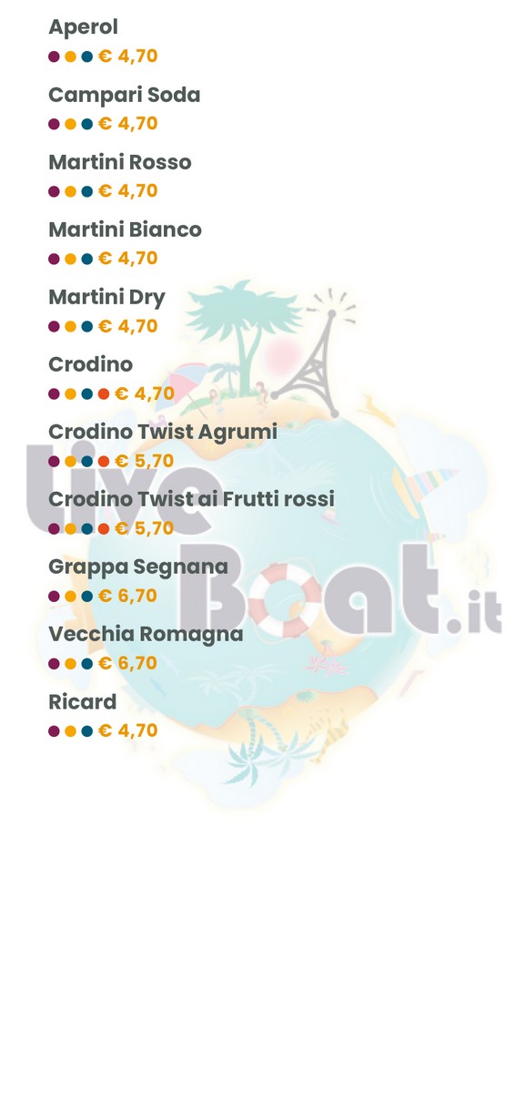 COSTA CROCIERE - Listino Bar Piscine - Liveboat sito,forum e blog crociere