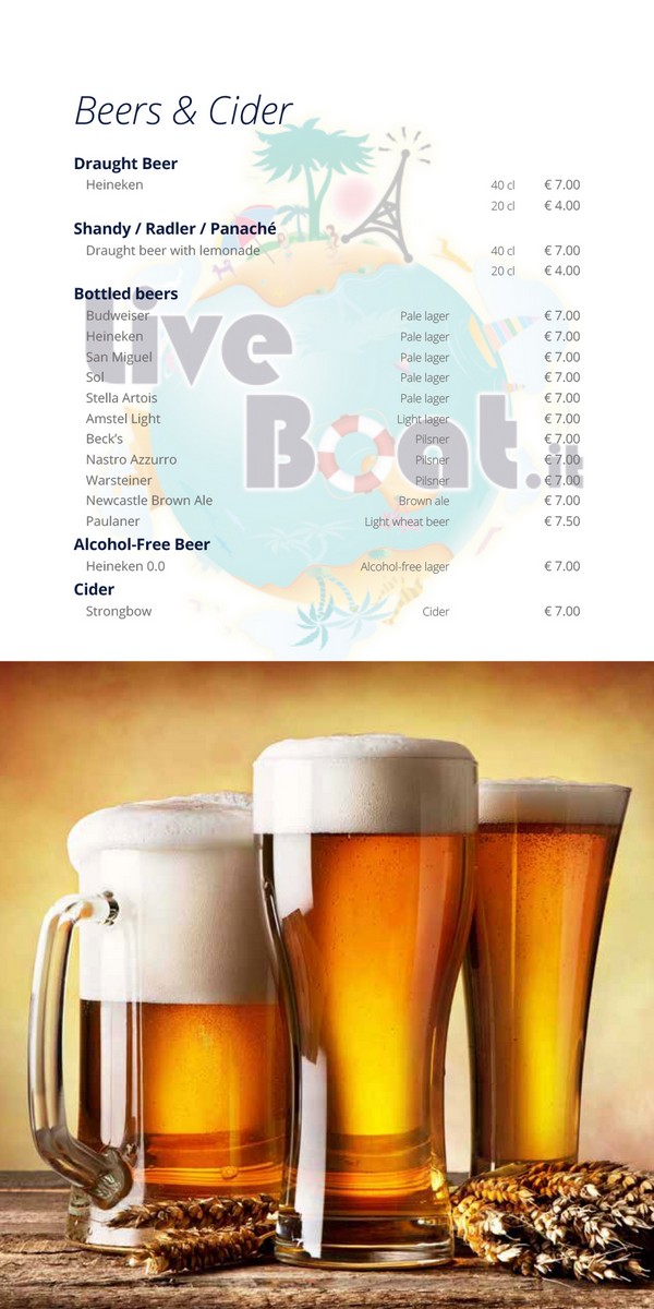 MSC Crociere - Listino Bar Buffet - Liveboat sito,forum e blog crociere